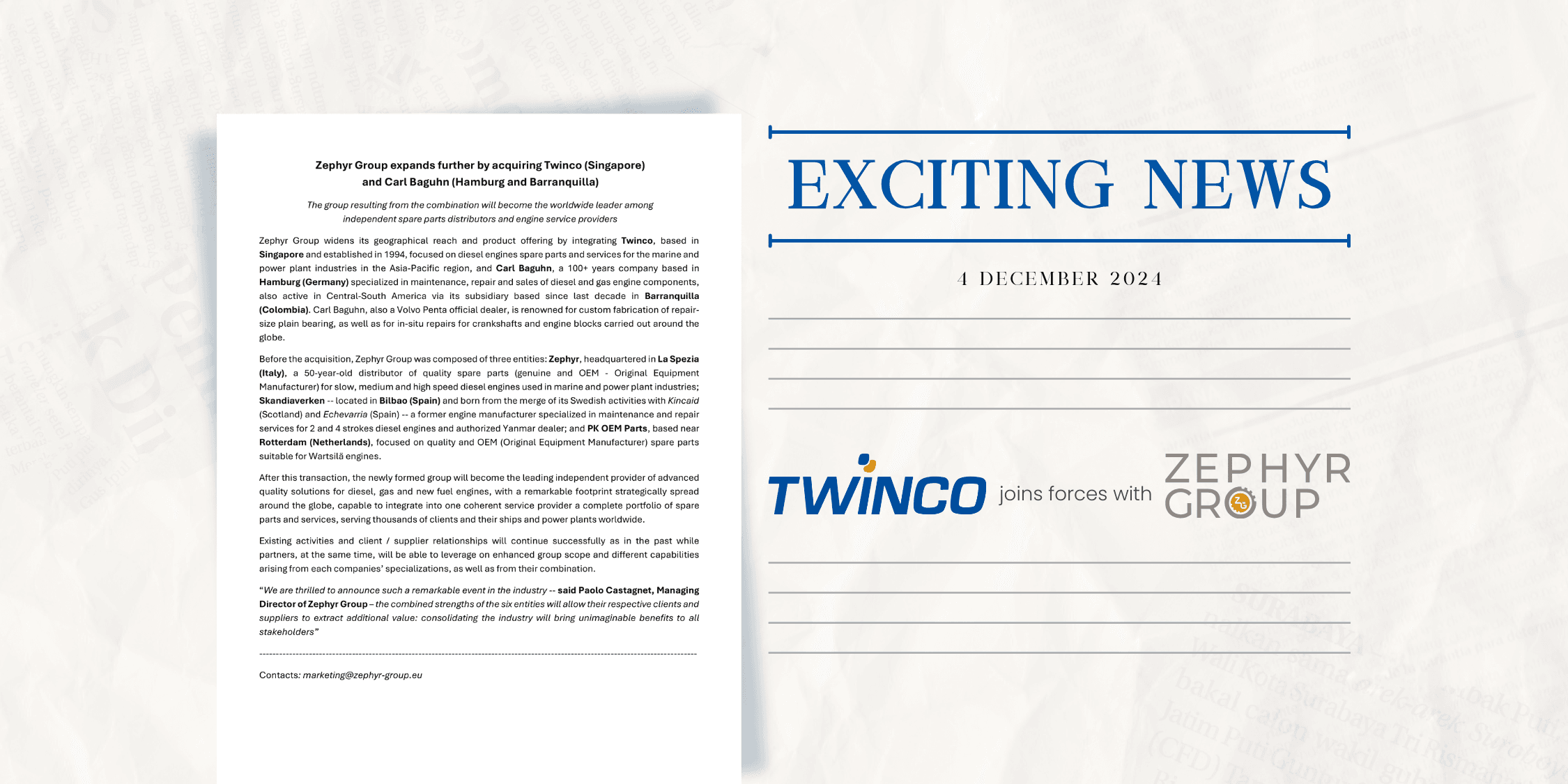 Twinco Joins Forces with Zephyr Group